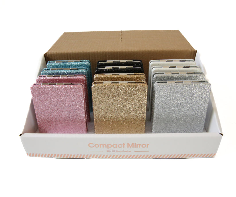 Compact Mirror Square Glitter 12 p/box (R30ea) – CE Collection